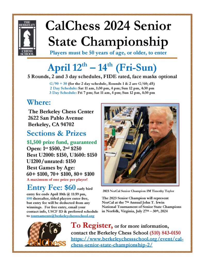 Calchess Senior State Championship – Berkeley Chess School