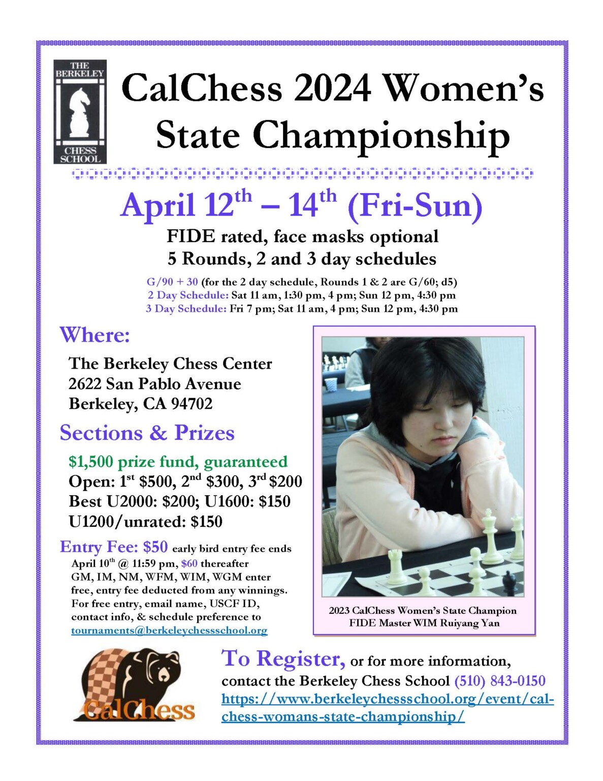 Cal Chess Women’s State Championship – Berkeley Chess School