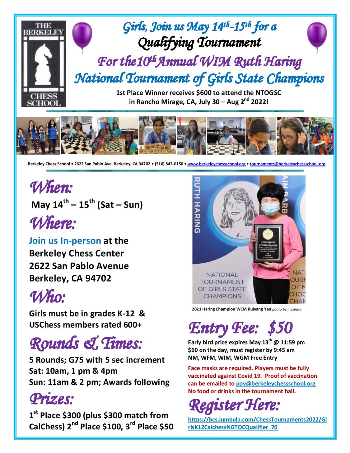 Calchess Girls K-12 NGTOC Qualifier – Berkeley Chess School